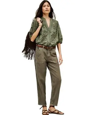 Ba&sh Beatrice English Embroidery Shirt - Green
