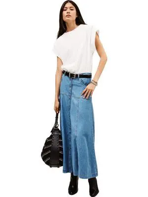 Ba&sh Laddie Flared Long Skirt - Blue
