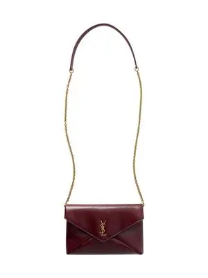 Saint Laurent Leather 'cassandre' Shoulder Bag - Burgundy