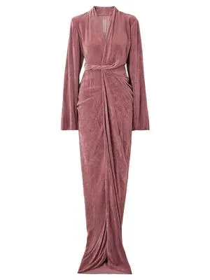 Rick Owens Draped Velvet Wrap Gown - Pink