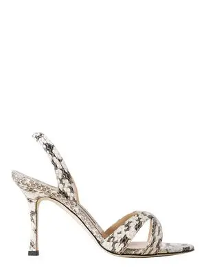 Manolo Blahnik Callasli 90 Elaphe Slingback Sandals - Animal Print