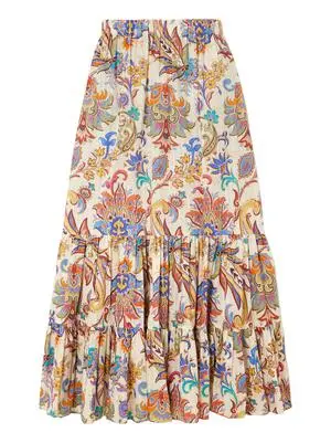 Etro Printed Cotton Maxi Skirt - Cream