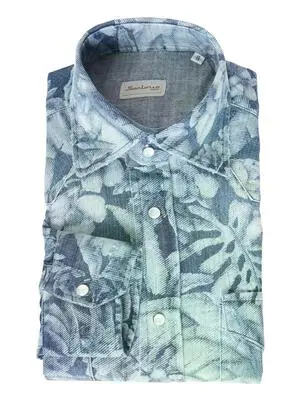 SARTORIO NAPOLI Floral Denim Shirt - Blue