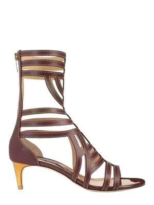 SERGIO ROSSI 50mm Leather Cut-out Sandals - Brown