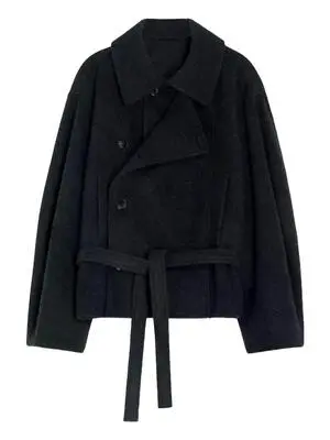 LEMAIRE Belted Double-breasted Coat - Black