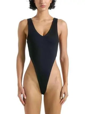 Manière De Voir Maniere De Voir V-neck Bodysuit - Black