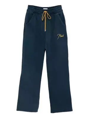 Rhude Embroidered-logo Drawstring Trousers - Blue