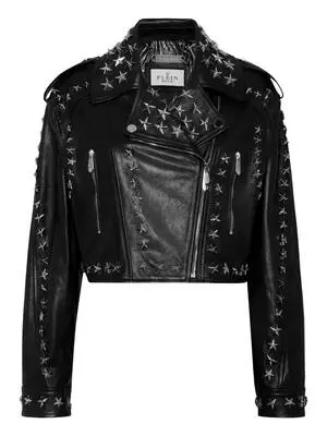 Philipp Plein Star Studded Biker Jacket - Black