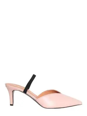 VIA ROMA 15 Leather Mules With Contrast Strap - Pink