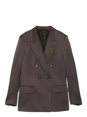TOM FORD Double-breasted Silk-blend Jacket - Brown