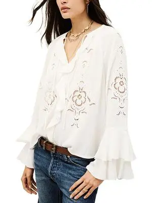 Ba&sh Omar Eyelet Top Off White