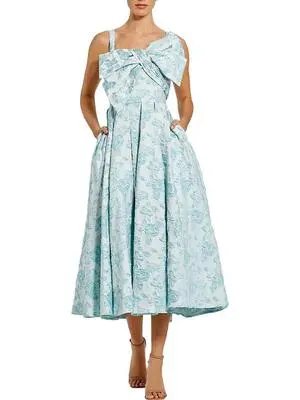Mac Duggal Floral Brocade Dress With Bow - Seafoam