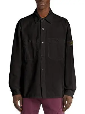 Stone Island Corduroy Snap Front Shirt - Black