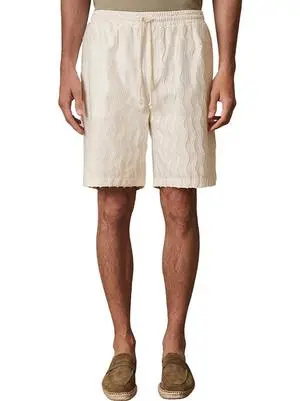 REISS Wave Texture Drawstring Shorts - Off White