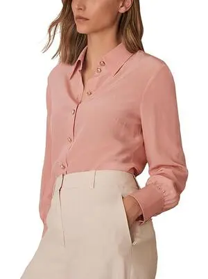REISS Gianna Silk Shirt - Pink