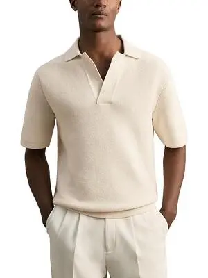 REISS Langton Short Sleeve Polo Sweater - Off White