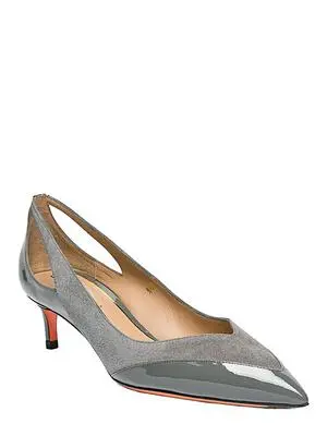 Santoni Leather Mid-heel Pumps - Grey