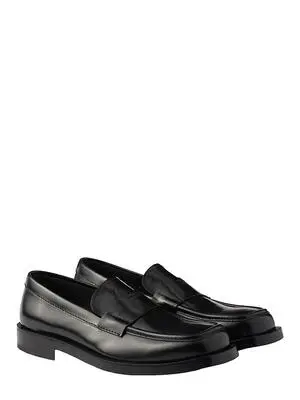 Prada Brushed Leather Loafers Black
