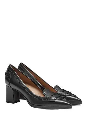 Santoni Leather Mid-heel Pumps - Black