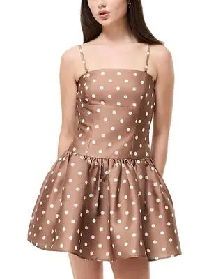 FRENCH CONNECTION Structured Taffeta Polka Dot Dress