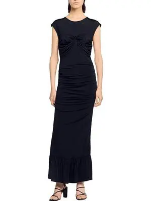 Sandro Draped Maxi Dress - Black