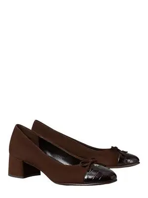 Tory Burch Cap Toe Pumps - Dark Cocoa
