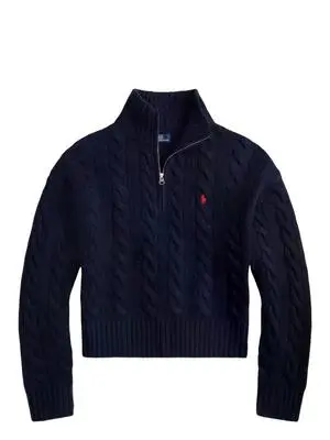 Polo Ralph Lauren Cable-knit Quarter-zip Sweater - Blue