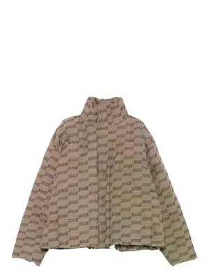 Balenciaga Logo-pattern Quilted Padded Jacket - Brown