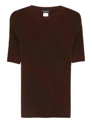 Fabiana Filippi Ribbed Knit Short-sleeve Top - Brown