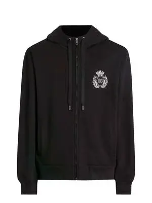 Dolce & Gabbana Logo Appliqué Zip-up Hoodie - Black
