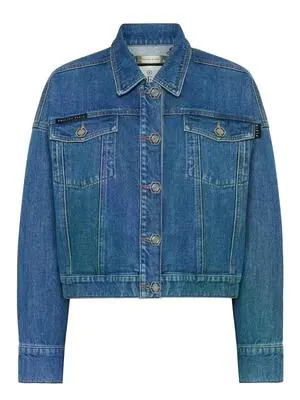 Philipp Plein Crystal Fringes Denim Jacket - Blue