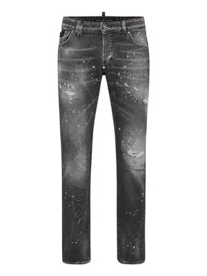 Philipp Plein Distressed Paint-splattered Jeans - Grey