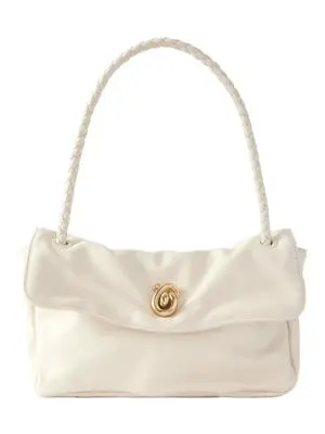 Bottega Veneta Madison Medium Intrecciato-trimmed Leather Shoulder Bag Ivory