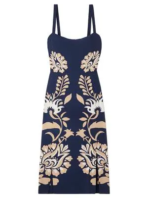 La DoubleJ Floral-print Crepe Midi Dress - Blue