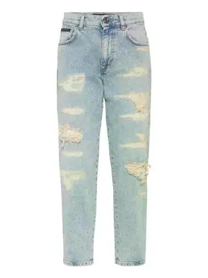 Philipp Plein Ripped Cropped Jeans - Blue