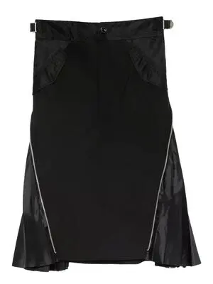 Sacai Zip-detail Pleated Skirt - Black