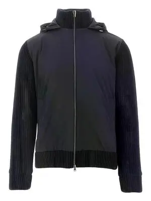 Herno Hooded Jacket With Knitted Sleeves - Blue