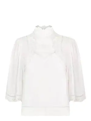 Isabel Marant Embroidered Lace-trimmed Blouse - White