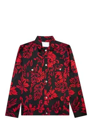 Sacai Leaf-print Shirt Jacket - Black