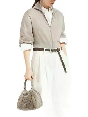 Brunello Cucinelli Shearling Tote Bag - Neutrals