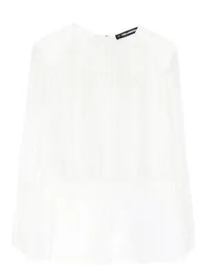 Karl Lagerfeld Pleated Long-sleeve Top - White