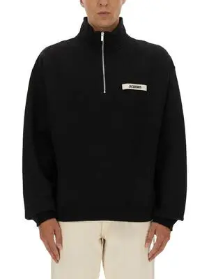 Jacquemus Zippered Turtleneck Sweatshirt - Black