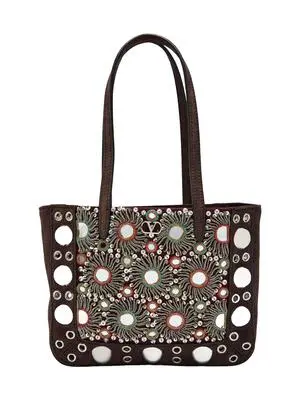 Valentino Garavani Nellcôte Mirror Mini Tote Bag - Chocolate