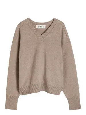 RÓHE V-neck Wool And Cashmere-blend Jumper - Taupe