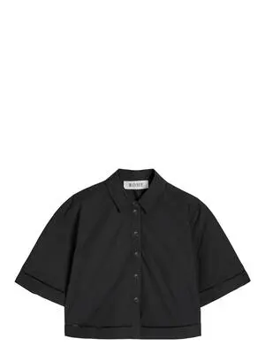 RÓHE Embroidered Cotton-poplin Shirt - Black
