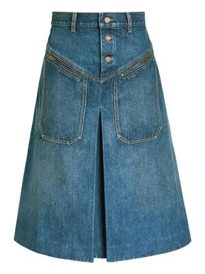 Chloé Panelled Midi Skirt - Denim