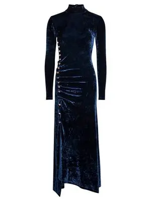 Rabanne Gathered Velvet Gown - Navy