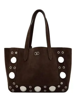 Valentino Garavani Nellcôte Medium Studded Tote - Chocolate