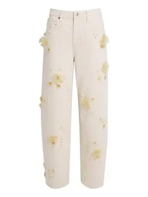 FRAME Embellished Low-slung Barrel Jeans - Beige