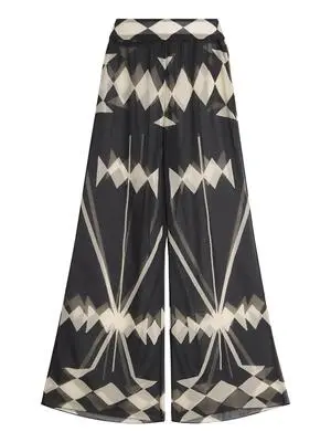 Johanna Ortiz Georgette Printed Rapsodia Trousers - Black